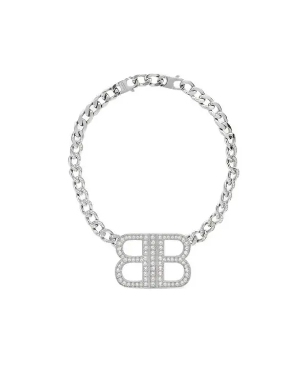 Balenciaga Bb 2.0 Necklace With Diamond Embellishments - Gray