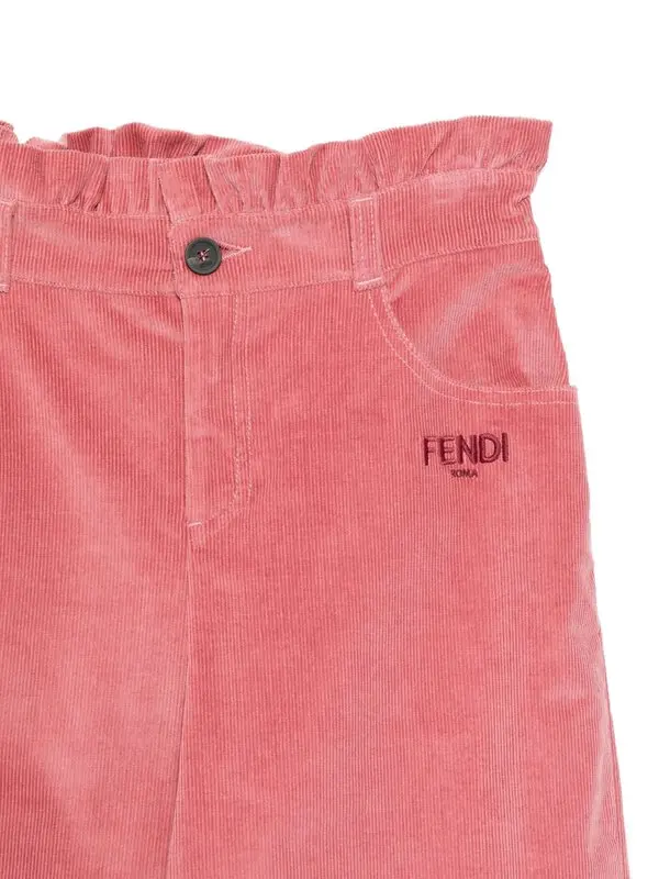 Fendi Ruffled Corduroy Trousers - Red