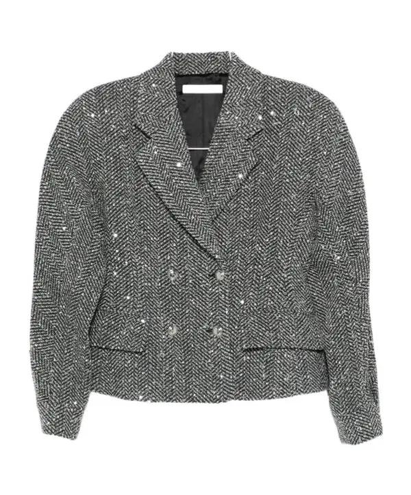 Alessandra Rich Sequin-embellished Herringbone Jacket
