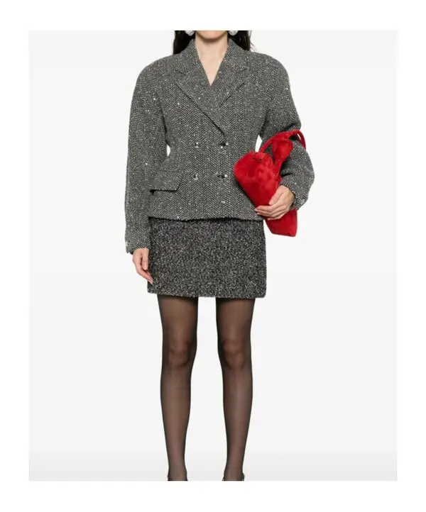Alessandra Rich Sequin-embellished Herringbone Jacket