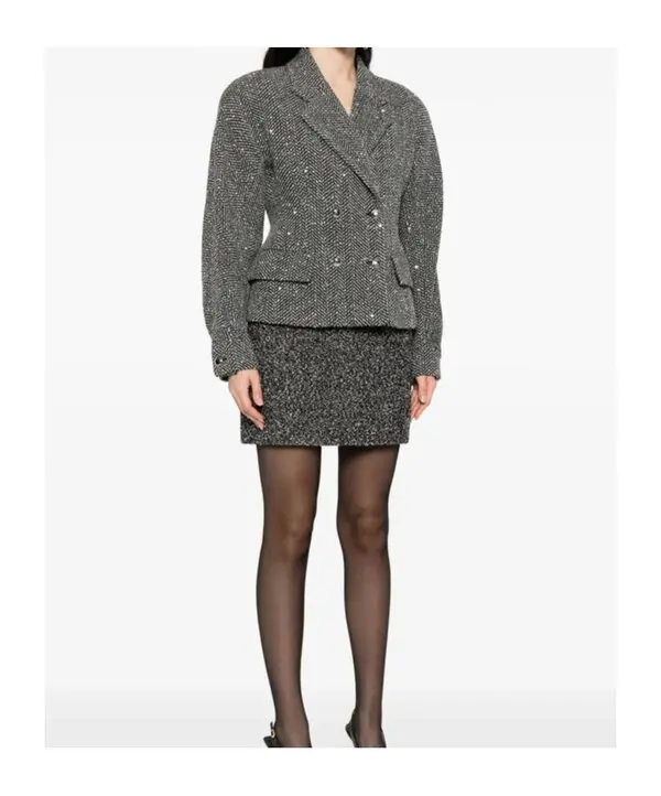 Alessandra Rich Sequin-embellished Herringbone Jacket