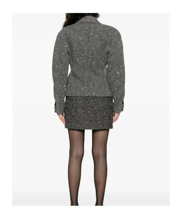 Alessandra Rich Sequin-embellished Herringbone Jacket