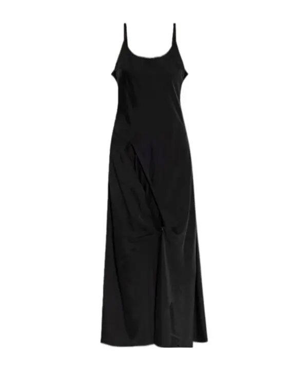 Vetements Asymmetric Sleeveless Draped Maxi Dress - Black