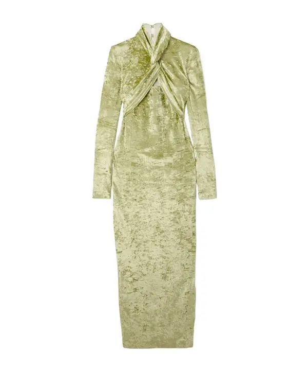 Nanushka Twist-front Crushed-velvet Midi Dress