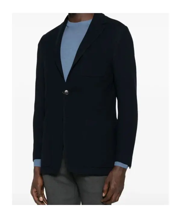 Canali Patch-pocket Knitted Blazer - Black