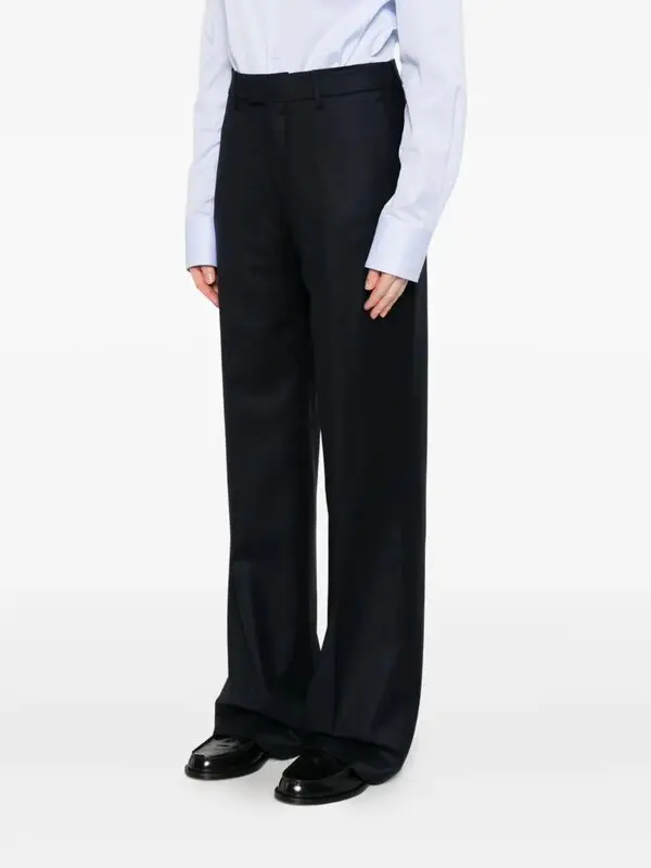 BERWICH Wool Wide-leg Trousers With Pleats - Navy