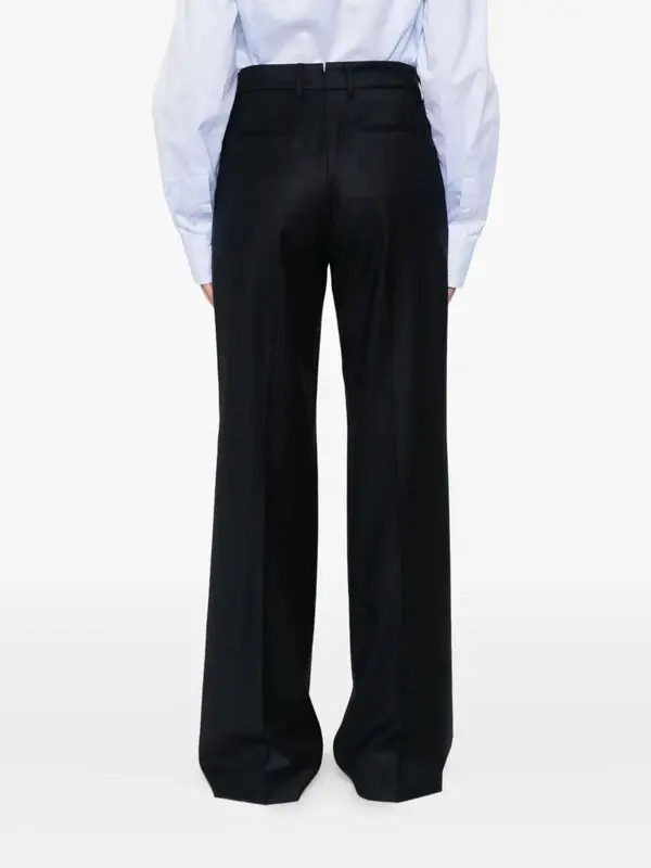 BERWICH Wool Wide-leg Trousers With Pleats - Navy