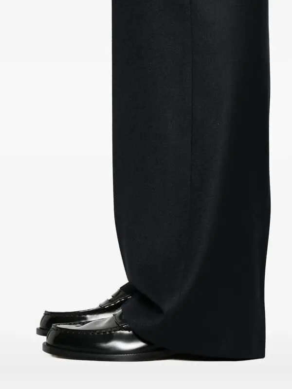 BERWICH Wool Wide-leg Trousers With Pleats - Navy
