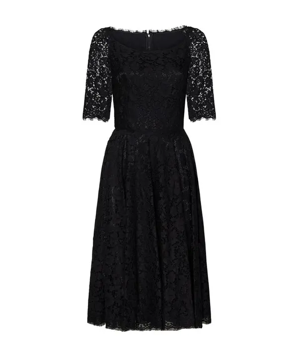 Dolce & Gabbana Boat Neck Midi Lace Dress