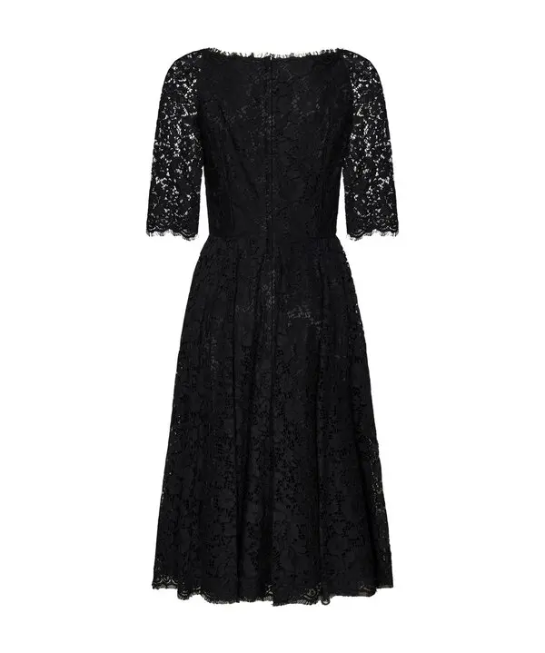 Dolce & Gabbana Boat Neck Midi Lace Dress