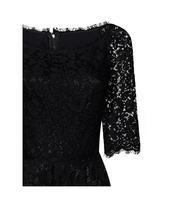 Dolce & Gabbana Boat Neck Midi Lace Dress