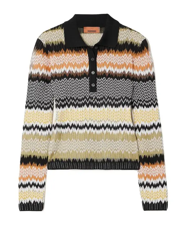 Missoni Striped Crochet Polo Shirt - Multi-color