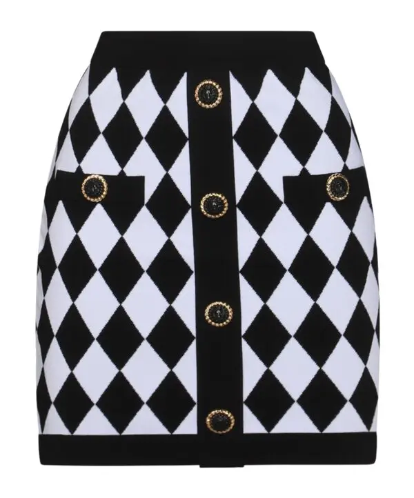 Balmain Diamond Pattern Knit Mini Skirt