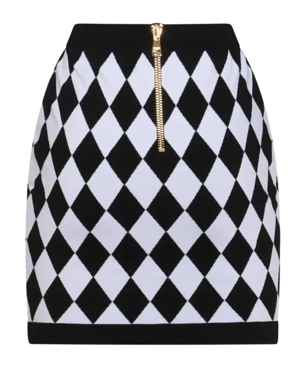 Balmain Diamond Pattern Knit Mini Skirt