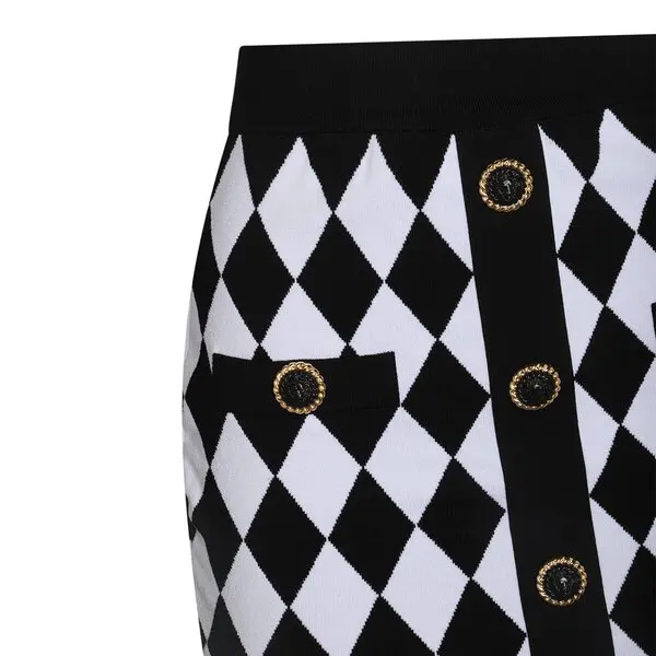 Balmain Diamond Pattern Knit Mini Skirt