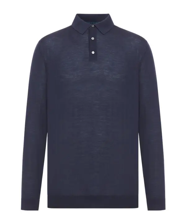 Kiton Long-sleeved Polo Shirt - Blue