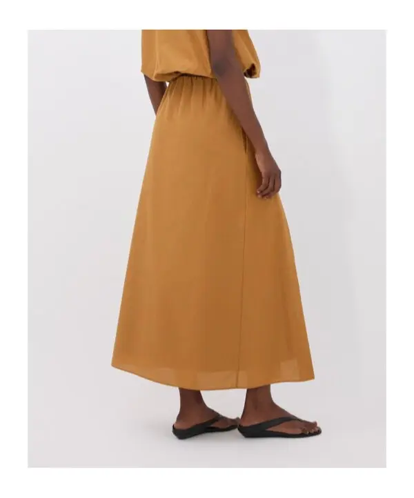 Loulou De Saison Carmen Midi Skirt With Side Slit - Brown