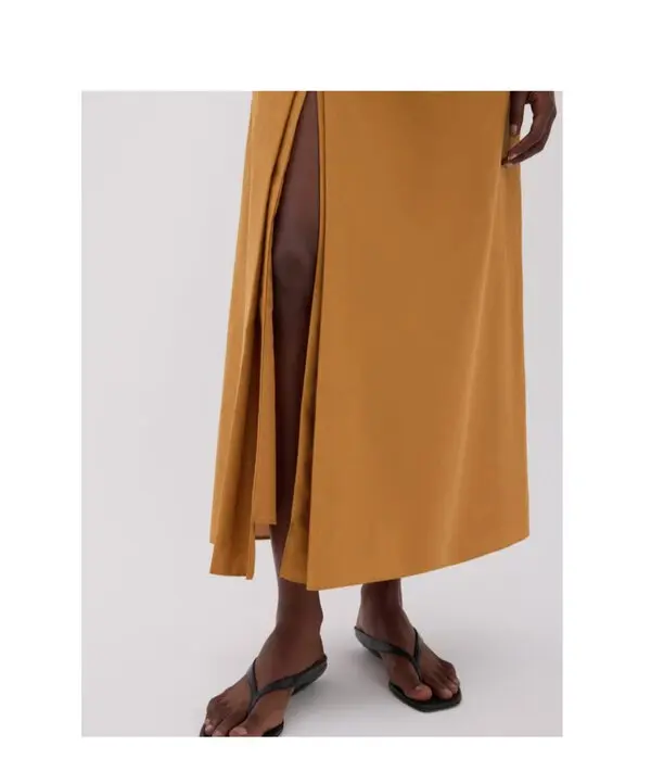 Loulou De Saison Carmen Midi Skirt With Side Slit - Brown