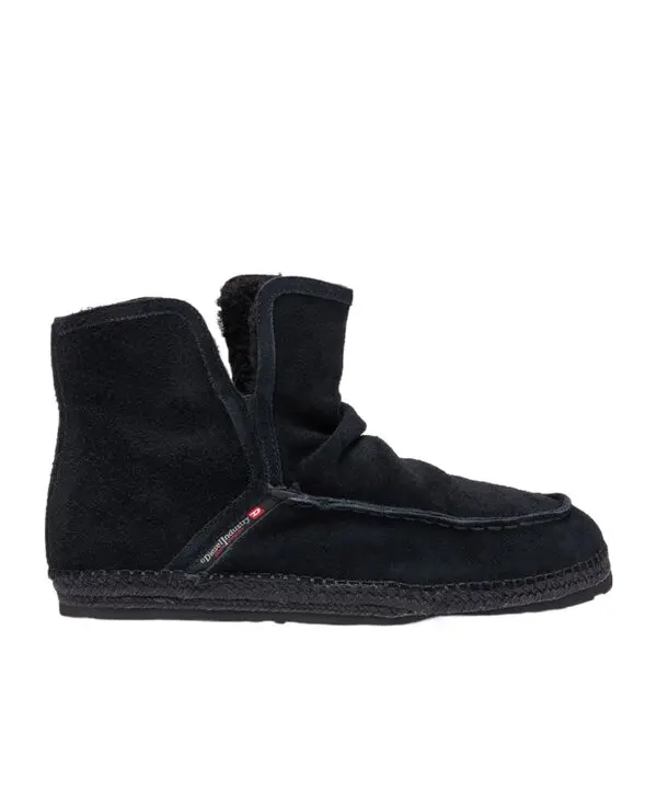 DIESEL® Leather Ankle Boots With Hairy Suede And Faux Fur Lining - Black