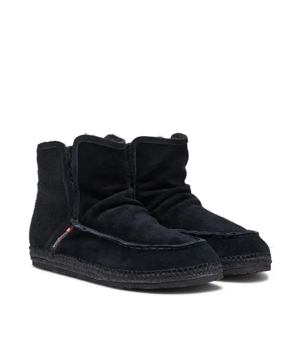 DIESEL® Leather Ankle Boots With Hairy Suede And Faux Fur Lining - Black