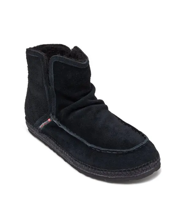 DIESEL® Leather Ankle Boots With Hairy Suede And Faux Fur Lining - Black