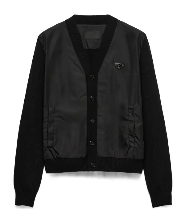Prada Panelled Button-up Cardigan - Black