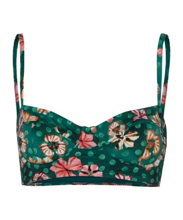 Ulla Johnson Zahara Floral-print Bikini Top - Green