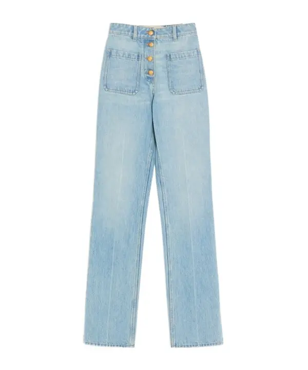 Valentino Garavani Button Detailed Straight Leg Jeans - No