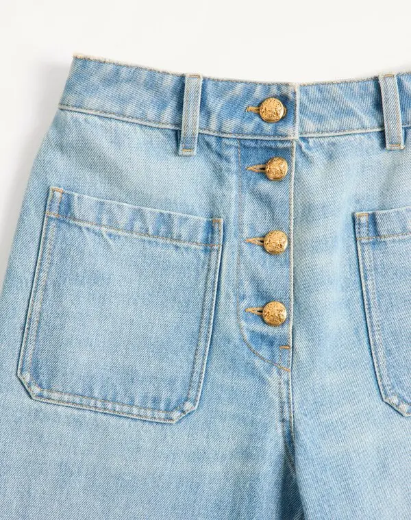 Valentino Garavani Button Detailed Straight Leg Jeans - No