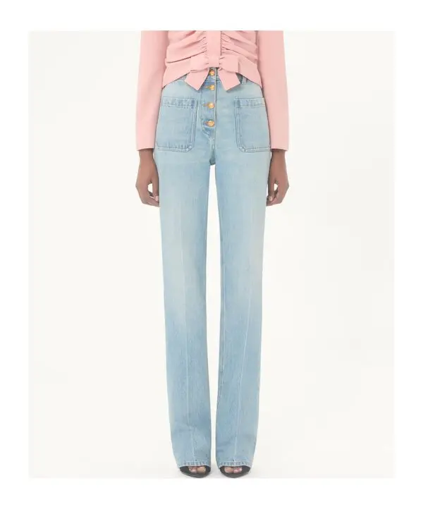 Valentino Garavani Button Detailed Straight Leg Jeans - No
