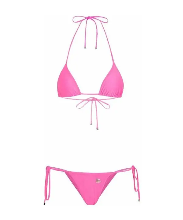 Dolce & Gabbana Halterneck Triangle Bikini - Pink
