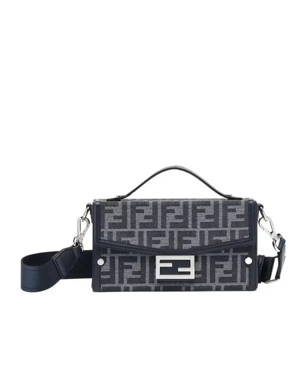 Fendi Baguette Soft Trunk Ff Jacquard Shoulder Bag - Blue