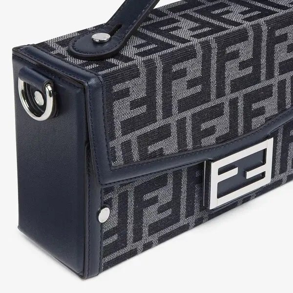 Fendi Baguette Soft Trunk Ff Jacquard Shoulder Bag - Blue