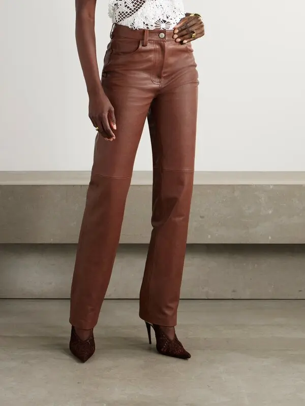 Magda Butrym High-waisted Straight-leg Leather Trousers