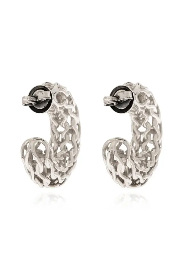 Bottega Veneta Silver Hollow-out Chain Hoop Earrings