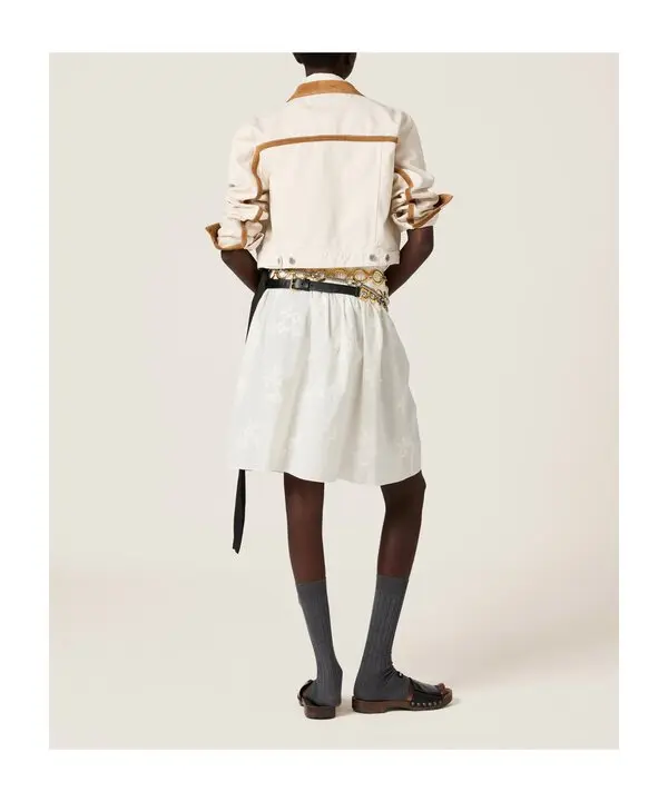 Miu Miu Cropped Denim Jacket With Suede Accents