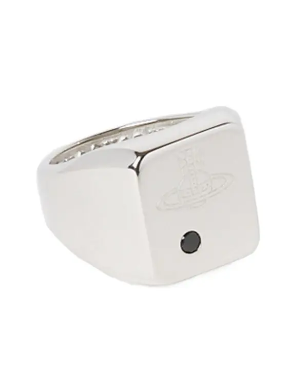 VIVIENNE WESTWOOD Carlo Signet Ring With Logo Engraving - White