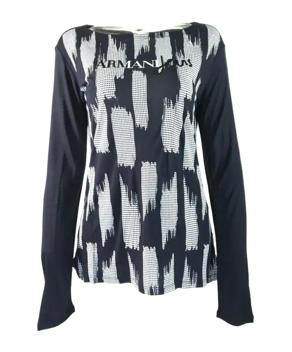 Emporio Armani Round Neck Long Sleeve Printed Pullover