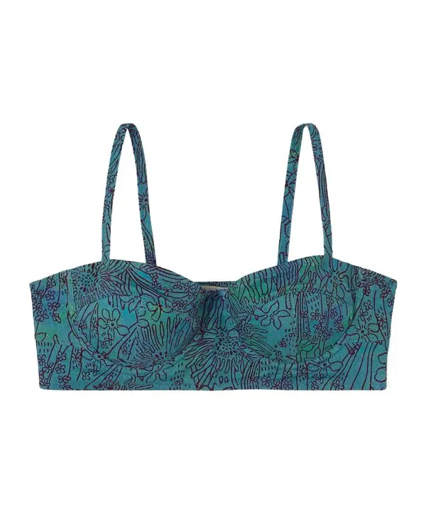 Ulla Johnson Zahara Printed Underwired Bikini Top - Blue
