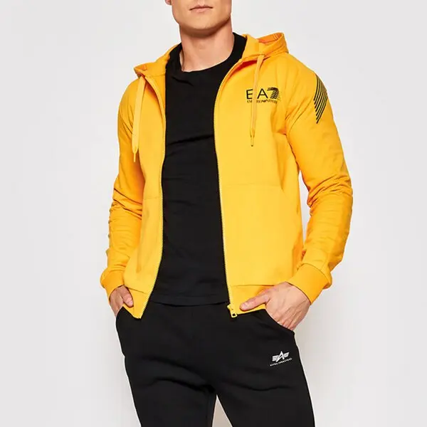 EA7 Zip-up Hooded Jacket With Logo Detail