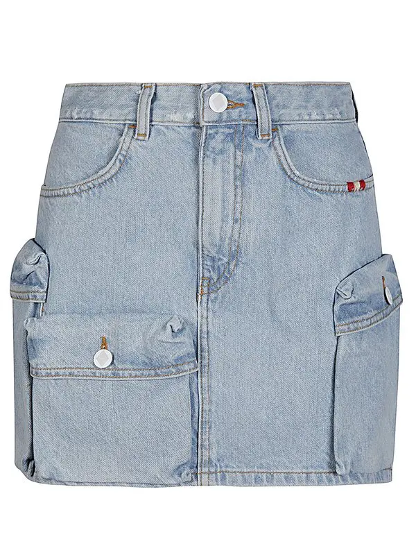 AMISH SUPPLIES Belt-loop High-waist Denim Shorts - Blue