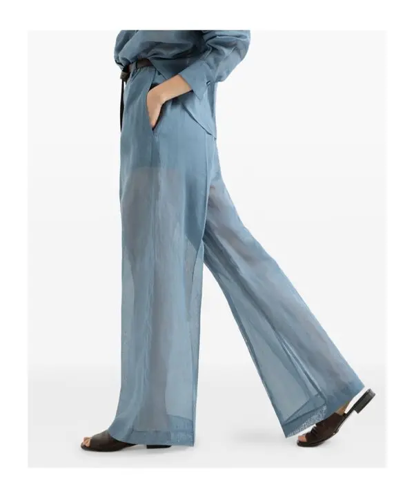 Brunello Cucinelli Monili Detailed Wide Leg Trousers