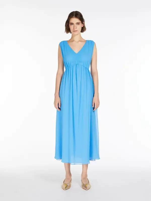 Max Mara Sleeveless V-neck Crepe Dress