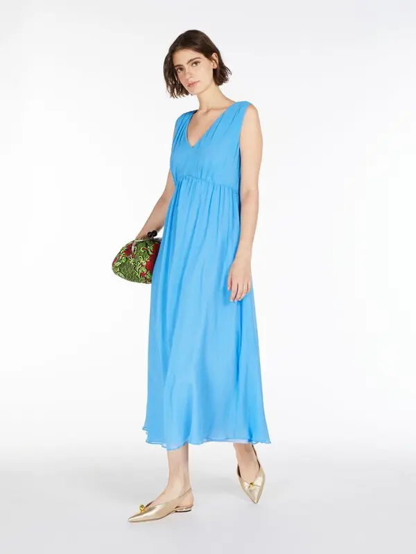 Max Mara Sleeveless V-neck Crepe Dress