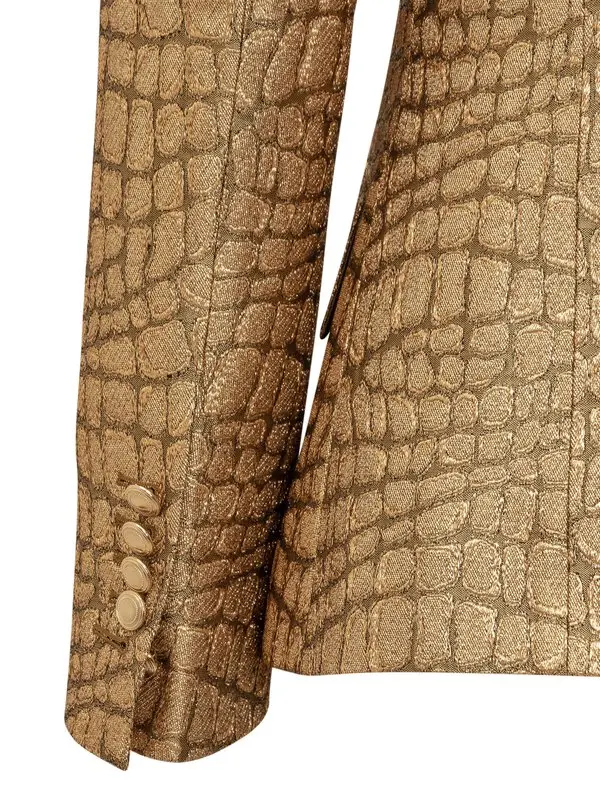 TOM FORD Snakeskin-effect Woven Blazer - Brown
