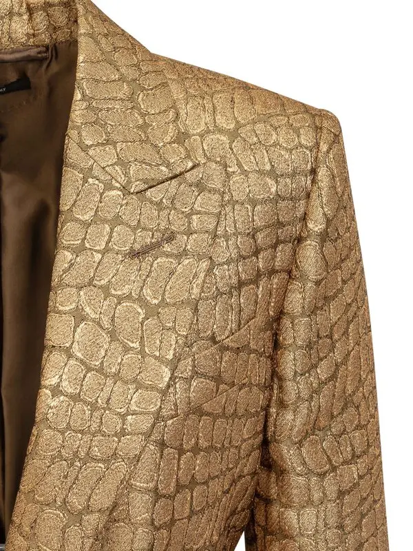 TOM FORD Snakeskin-effect Woven Blazer - Brown