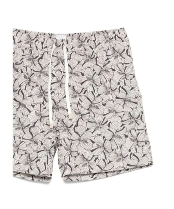Eleventy Wide-leg Swim Trunks With Floral Print - White