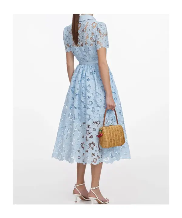 SELF-PORTRAIT Floral Lace Belted Dress