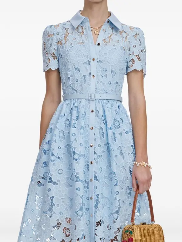 SELF-PORTRAIT Floral Lace Belted Dress