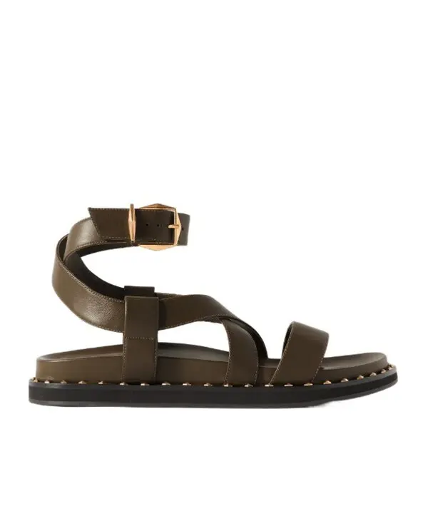 JIMMY CHOO Stud-embellished Leather Sandals